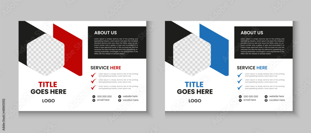Horizontal flyer, cover letter layout, brochure, annual report ...
