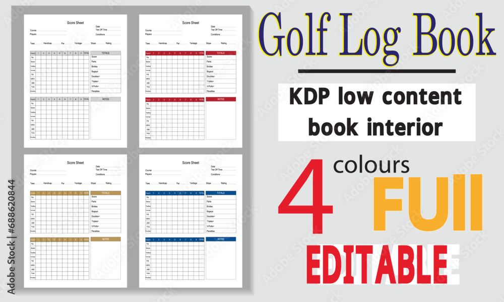 Golf Tournament Scorecard and logbook. Stock Vector | Adobe Stock
