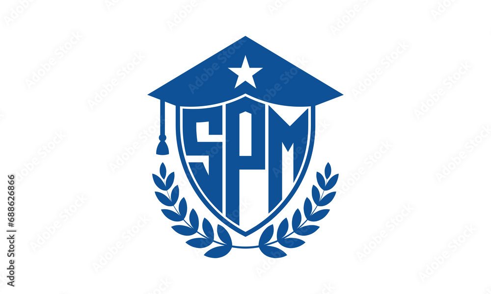 SPM three letter iconic academic logo design vector template. monogram ...