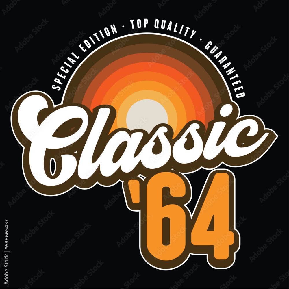 Vintage born in 1964, 80s retro sunset style 60th Birthday vector ...