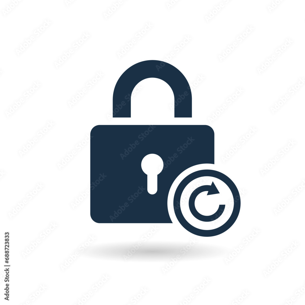 Reset password icon. Repeat safety icon. Lock reload icon on white ...
