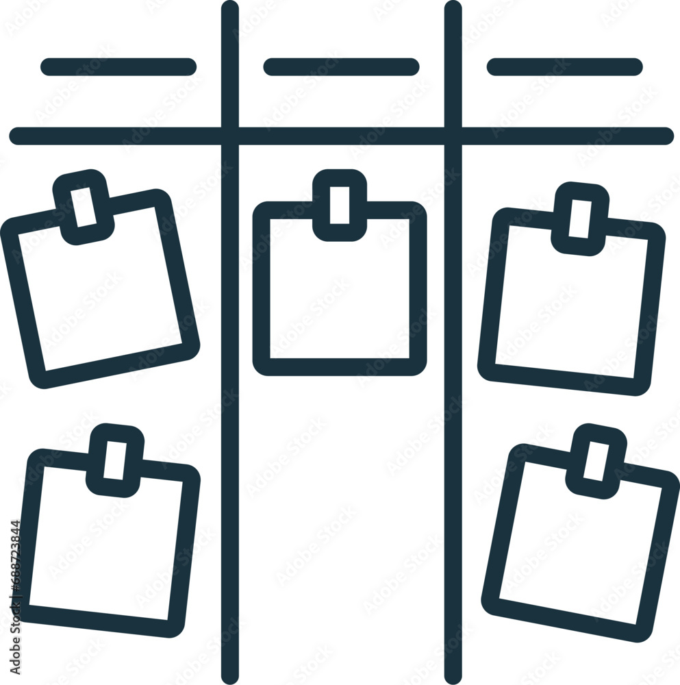 Kanban outline icon. Monochrome simple sign from productivity collection. Kanban icon for logo ...