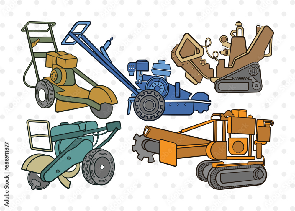 Vector de Stock Stump Grinder SVG, Machine Clipart, Stump Cutter Svg ...