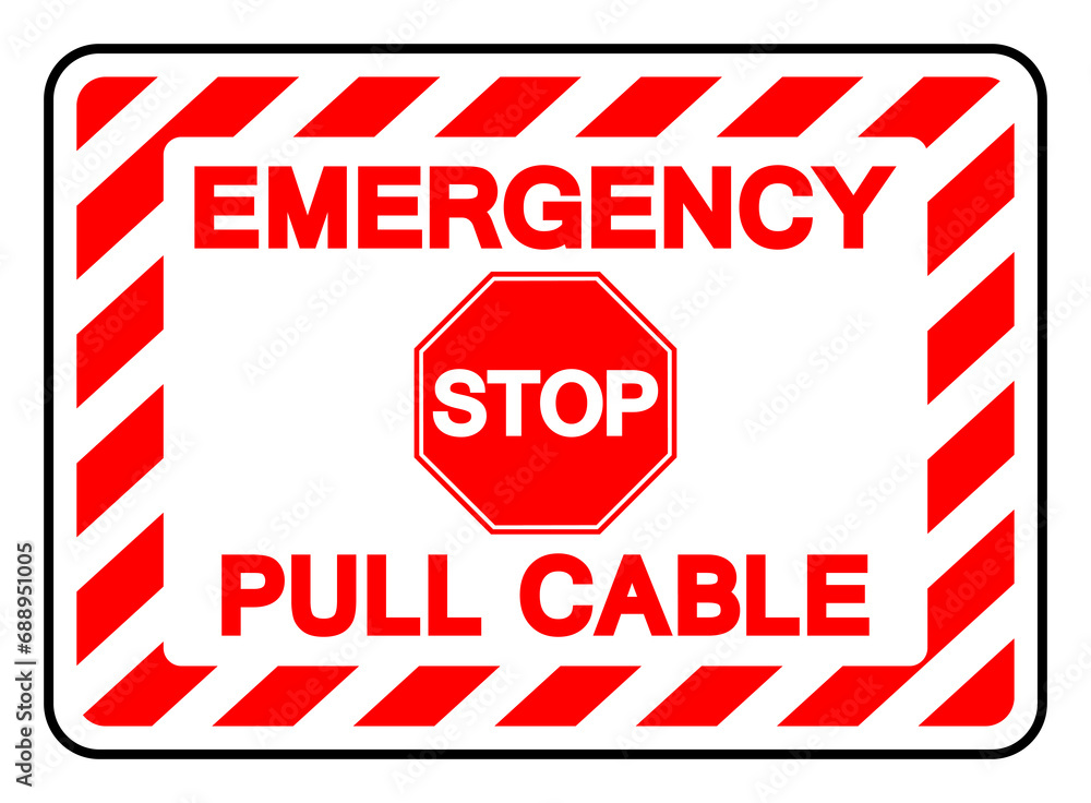 Emergency Stop Pull Cable Symbol Sign, Vector Illustration, Isolate On ...