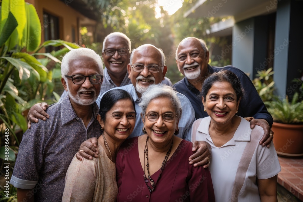 Happy active senior citizens group having fun at india home. Happy ...
