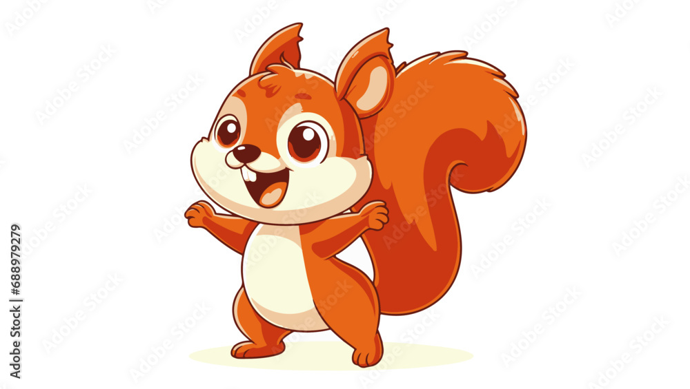 Cartoon squirrel. Funny forest wild animals running standing and ...