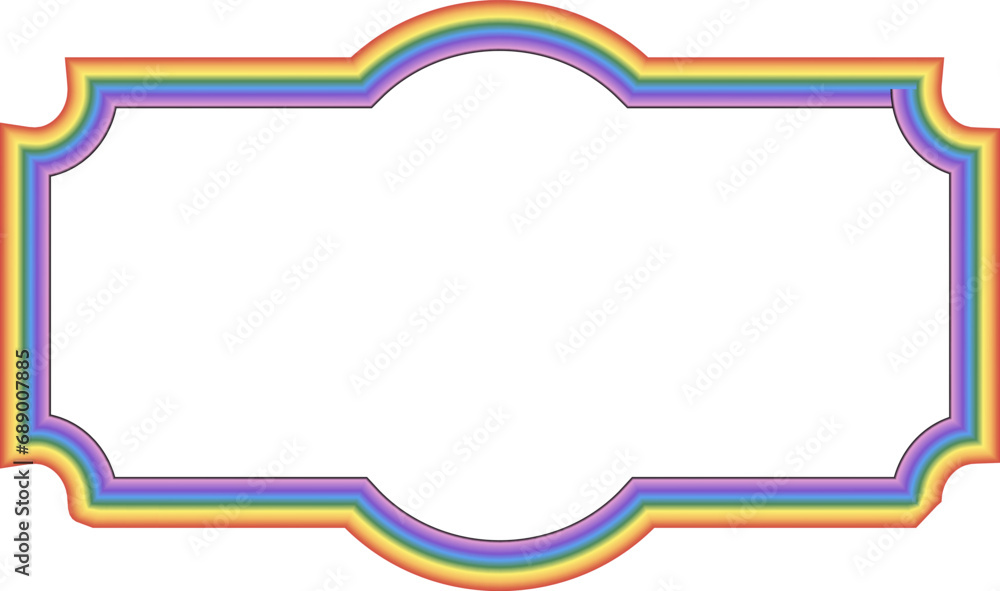 Rainbow frame Rectangle shape vintage frames badges label frames ...