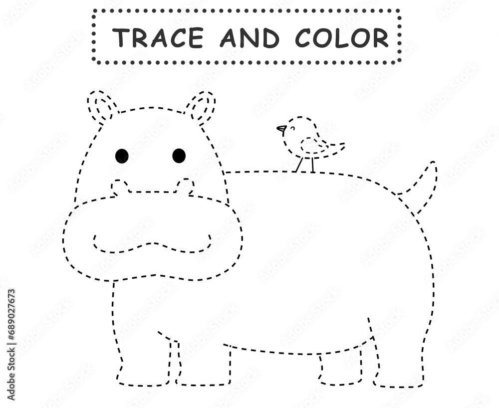Trace and color for children. Handwriting practice. Coloring page for ...