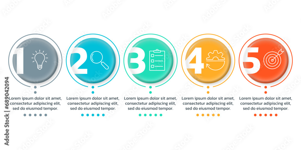 5 steps, option infographic with business icons. Process diagram ...