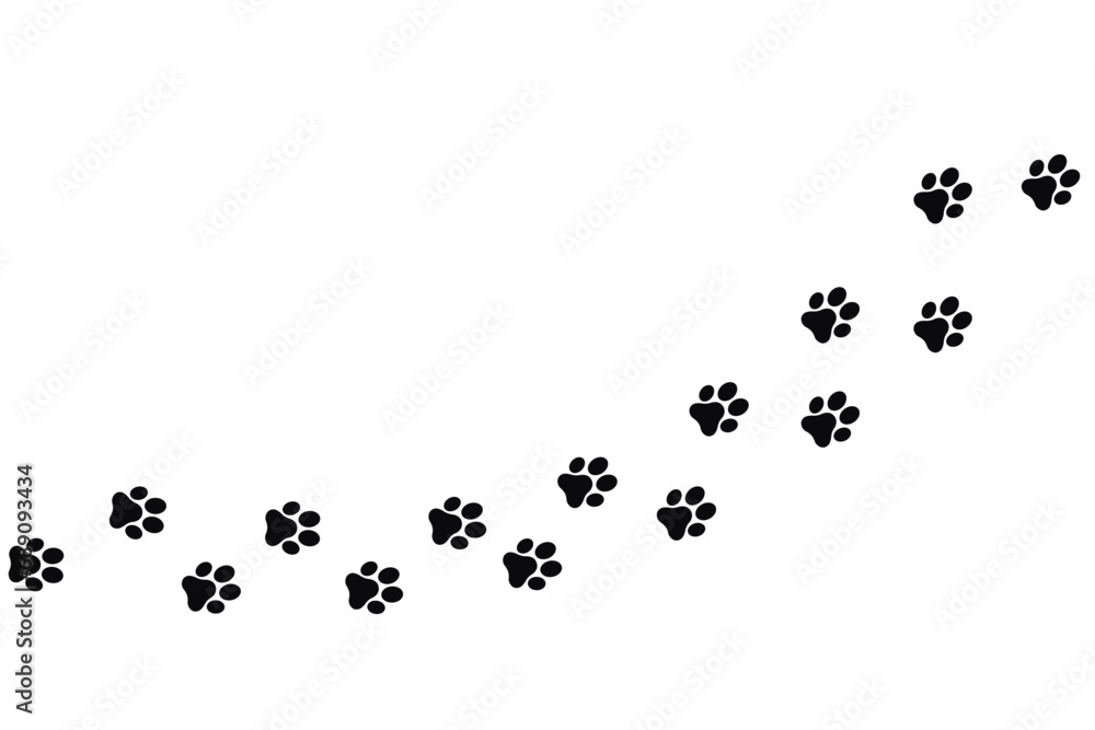 Foot trail print of Dog. Dog walk foot print. Black cat Paw Prints ...