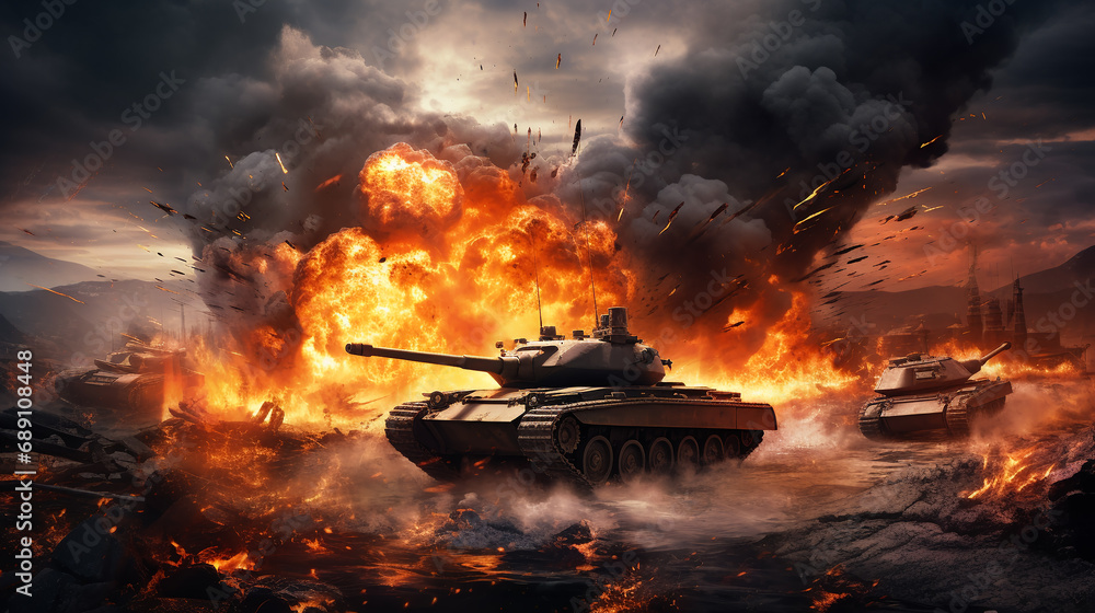 War Concept. Military silhouettes, fighting scene on war fog, Attack ...