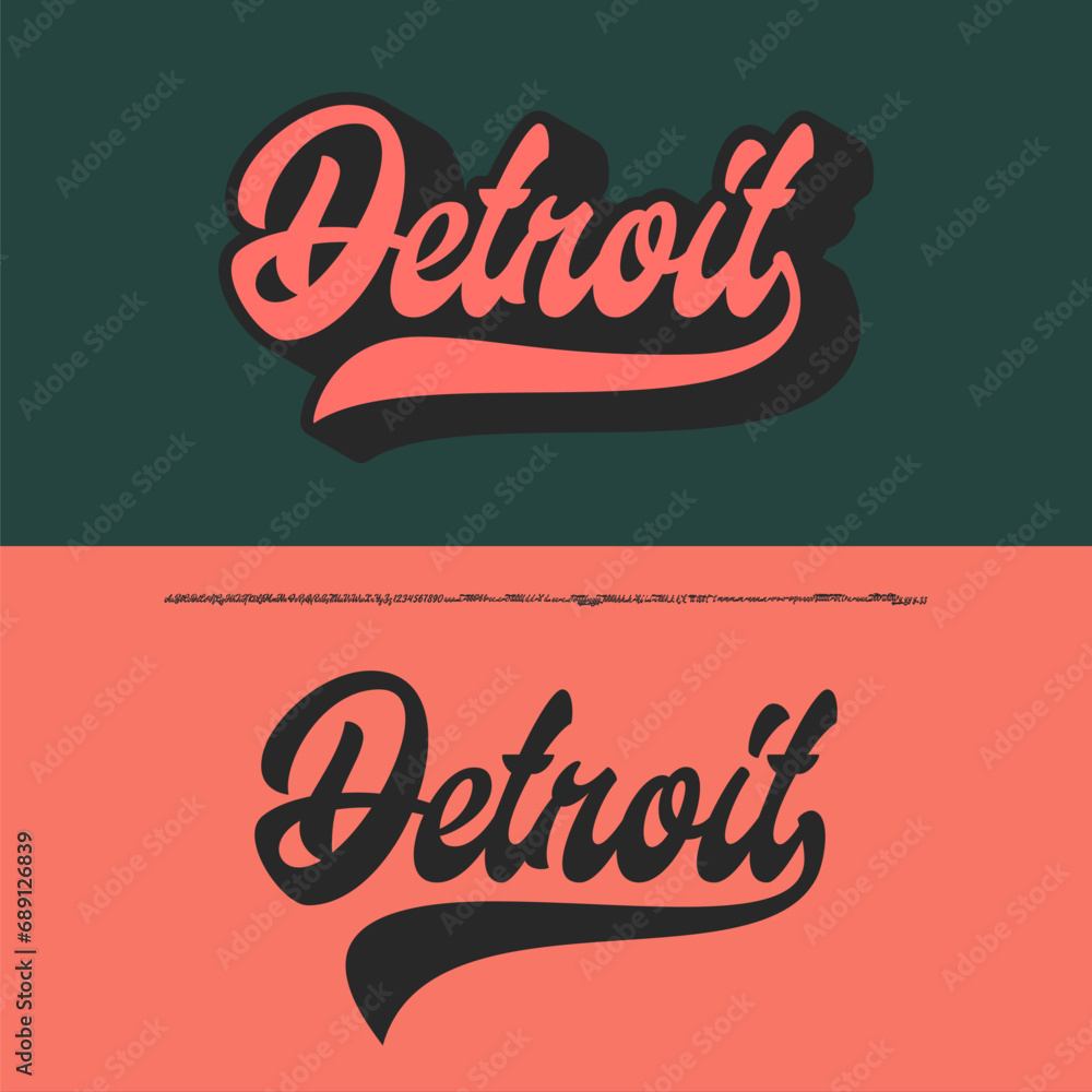 Detroit. Original Retro Script Font. Vector 素材庫向量圖 | Adobe Stock