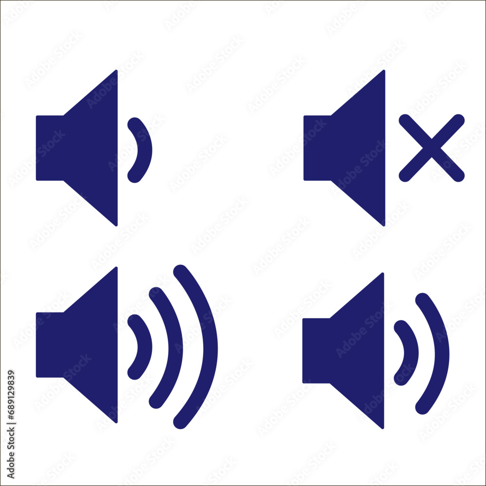 An icon that increases and reduces the sound. Icon showing the mute. A ...