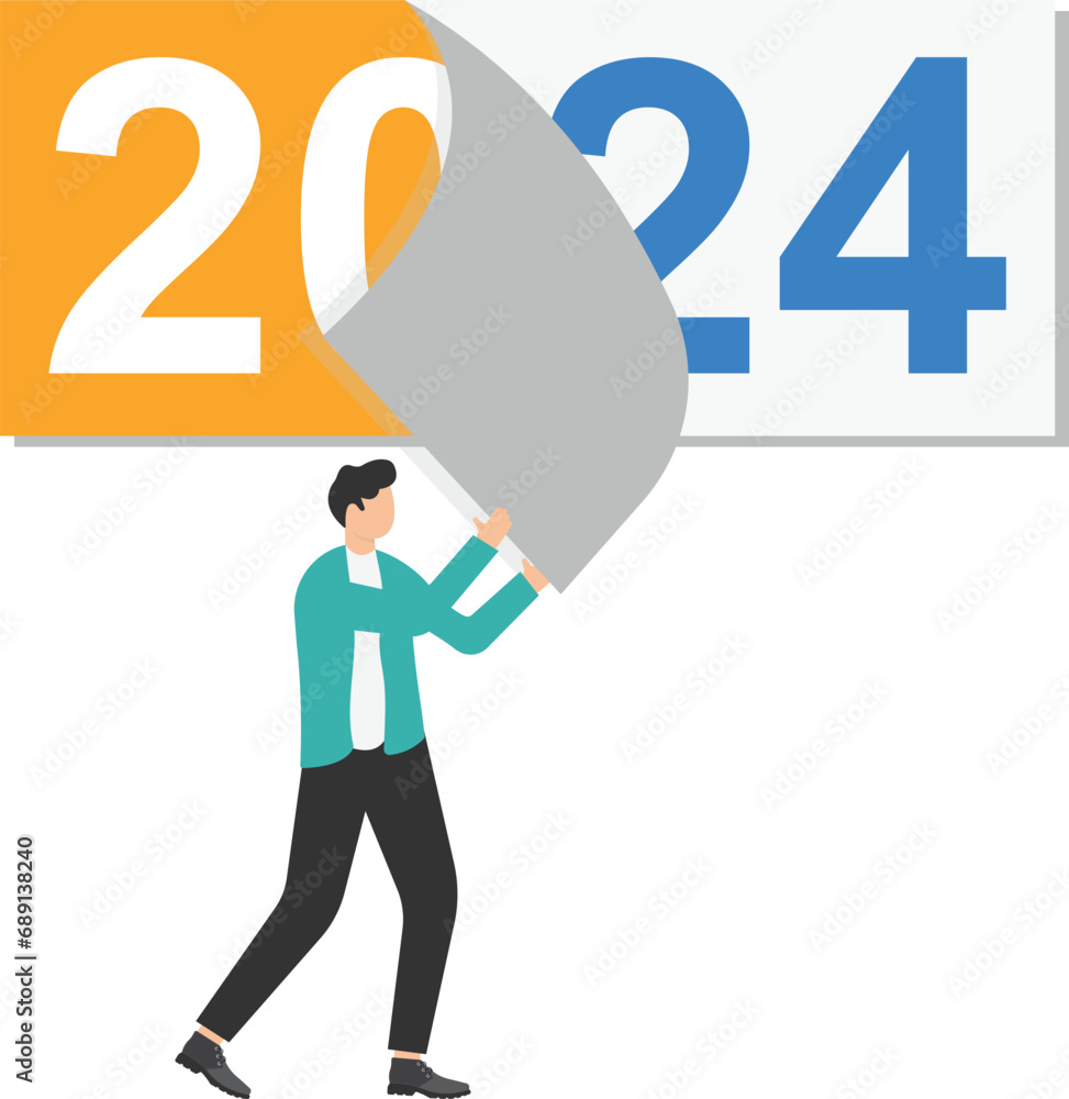 Goodbye 2023. A businessman tears off a calendar sheet of the outgoing ...