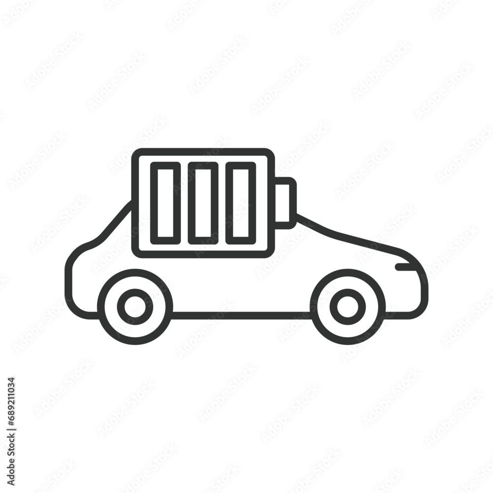 Electrical car charged battery line icon. Hybrid Vehicles. Eco friendly ...