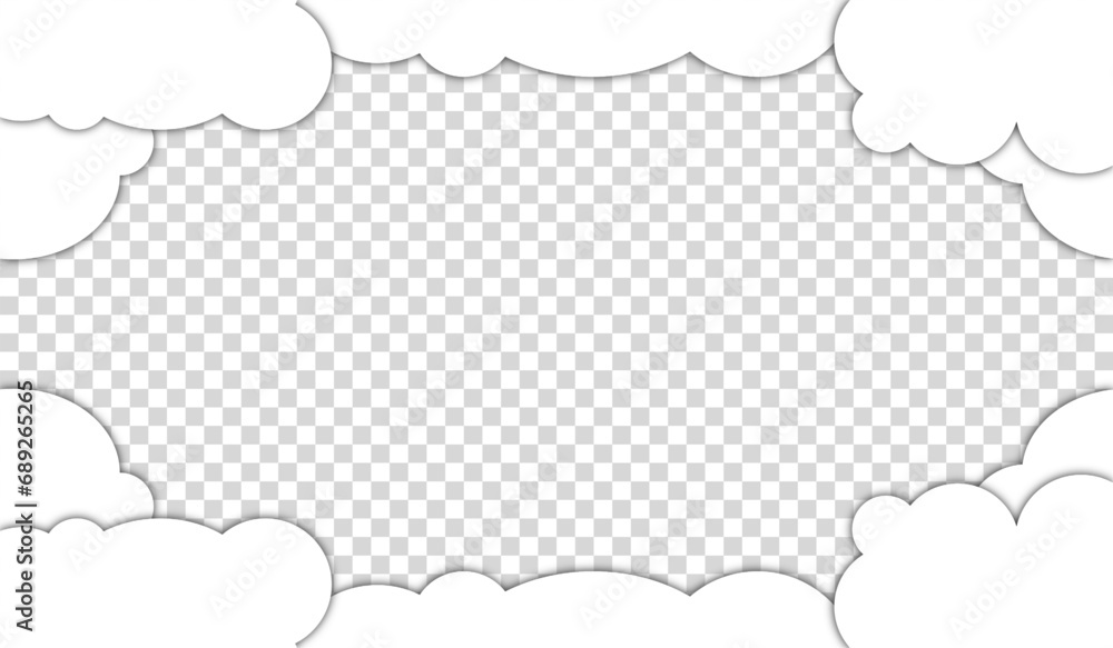 transparent background with clouds. Cloud cartoon frame design in ...