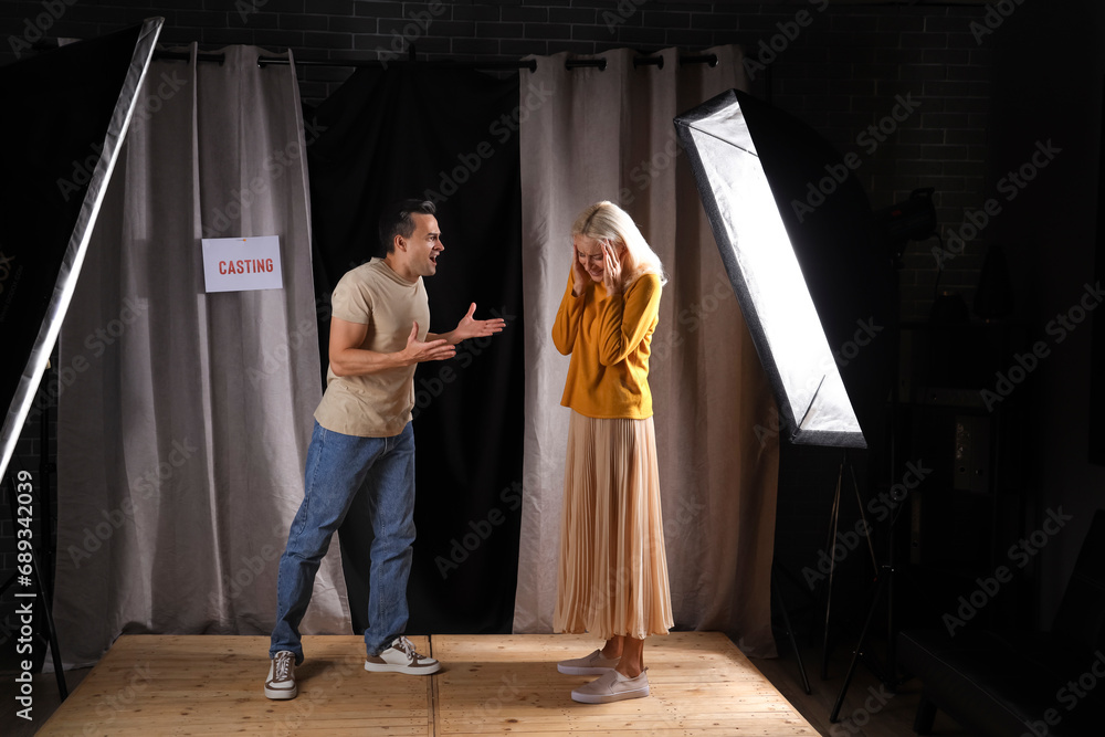 Actors casting on stage in audition room Stock Photo | Adobe Stock