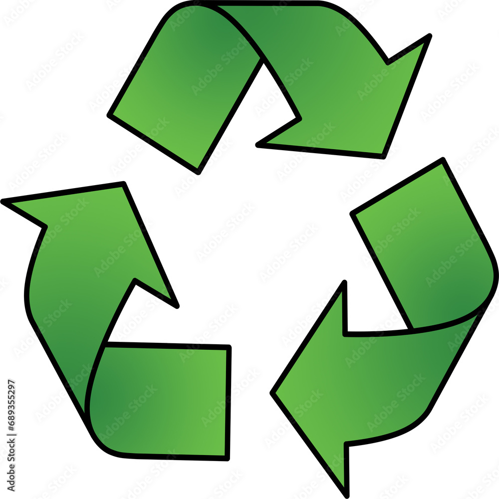 Recycle symbol illustration green clip art black outline transparent ...