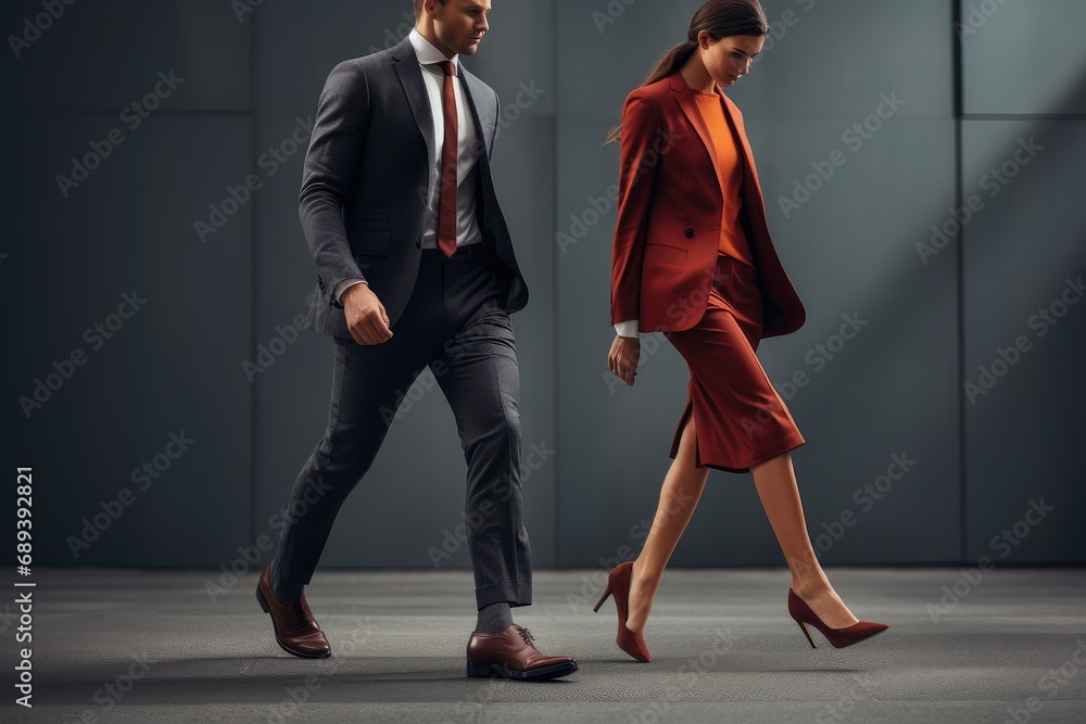 man and woman in formal getup walking forward, Business concept ...