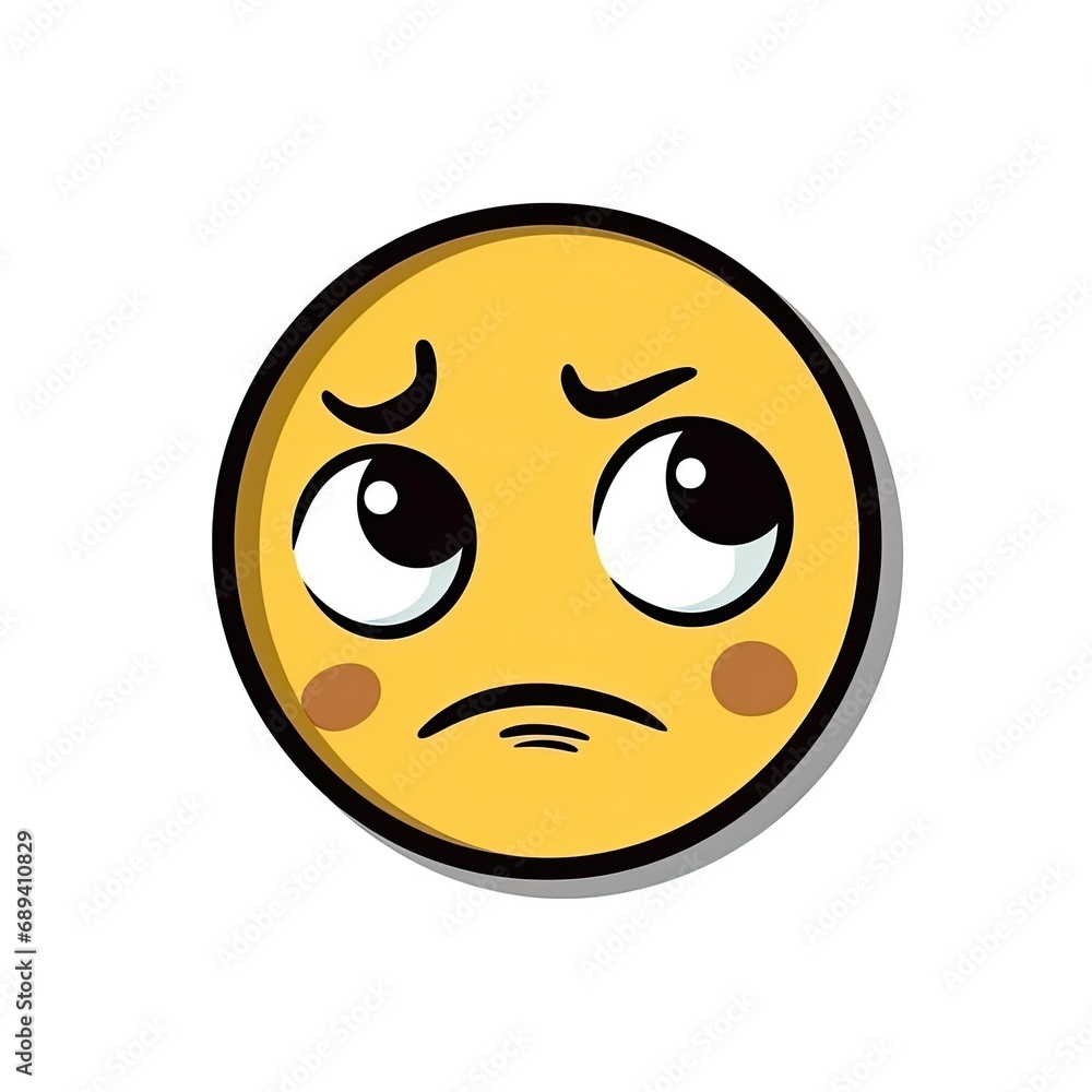 Yellow Sad Smiley Emoji Sticker, Badge, Emoticon, Label, Print, Logo ...