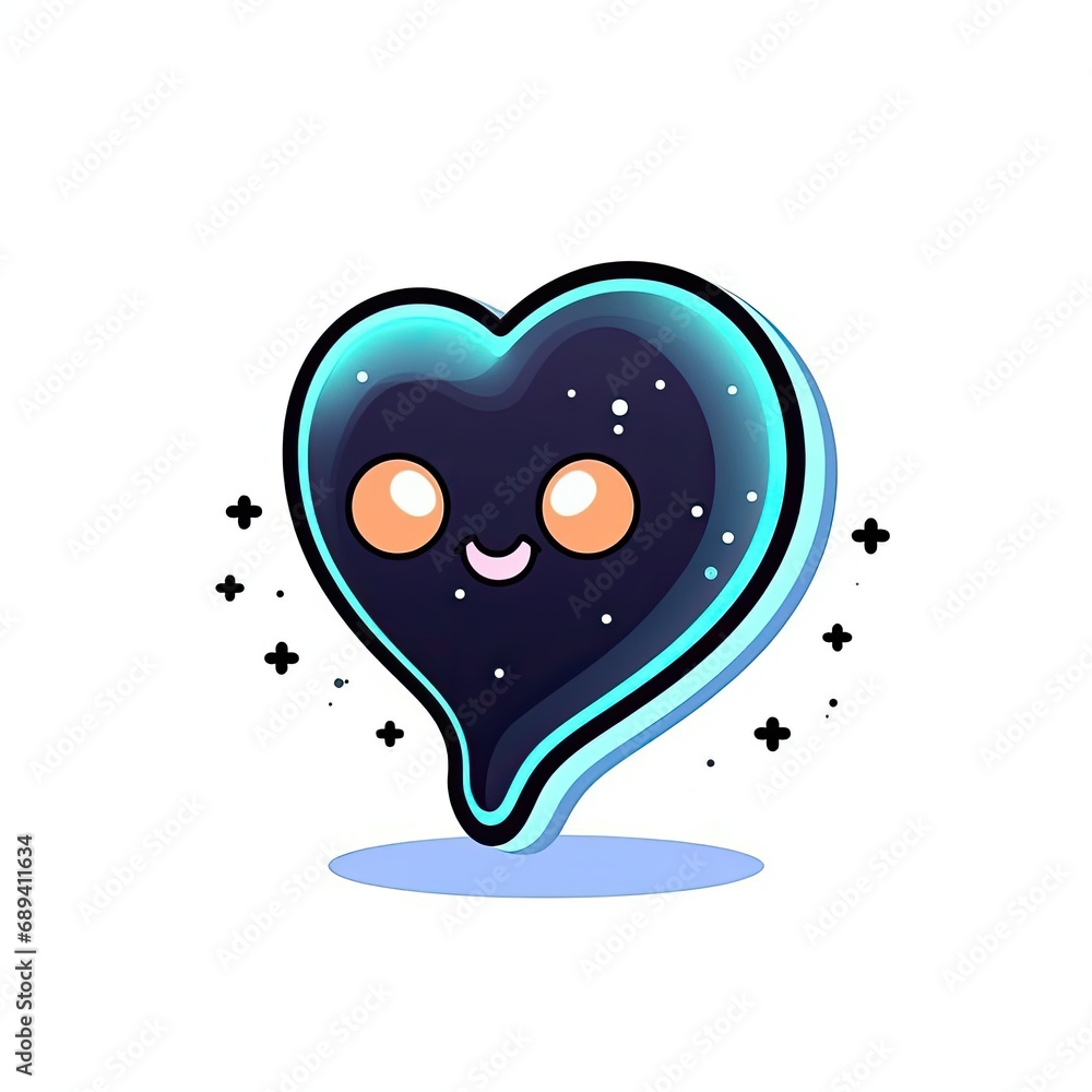 Cute heart emoticon, sticker, badge, label, print, logo. Valentine ...