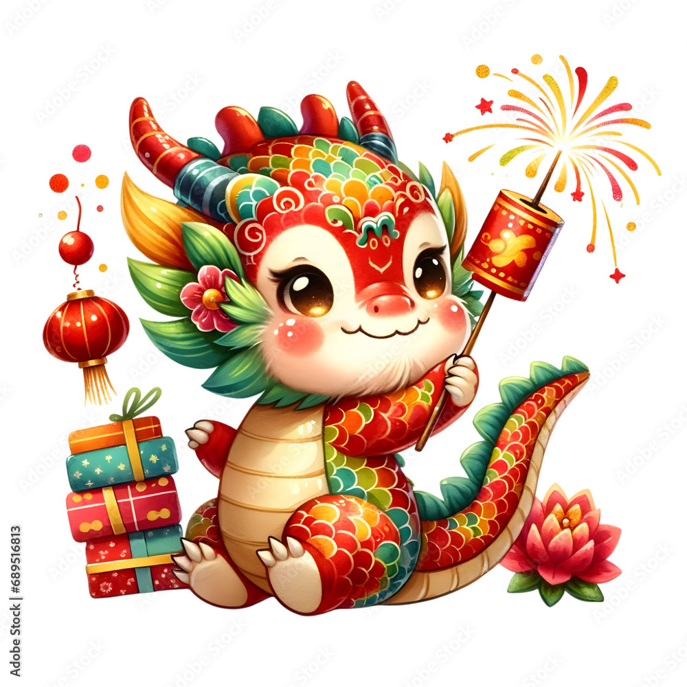 2024 Cute Dragon clipart, Chinese New Year Watercolor Clipart, Baby ...