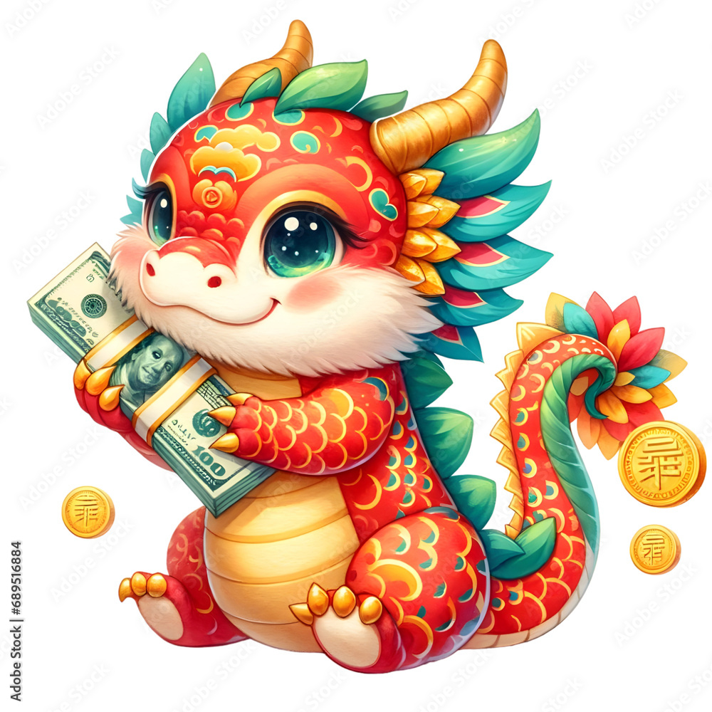 2024 Cute Dragon clipart, Chinese New Year Watercolor Clipart, Baby ...