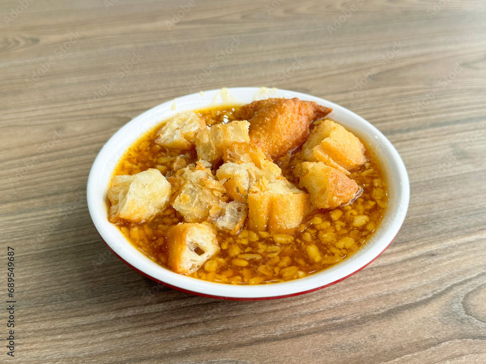 homemade boiled traditional Chinese hot tau suan sweet soup with deep ...