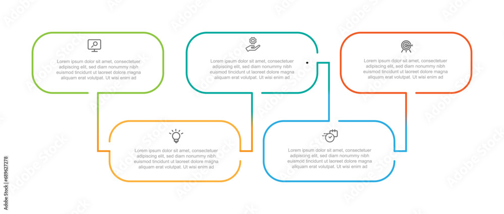 Line connection shape with 5 step for infographic template vector Stock ...