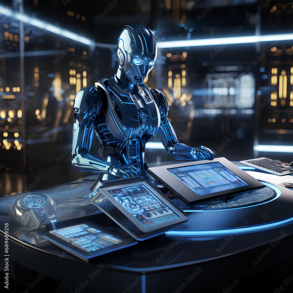 Empowering the Future: Man Commands Smart AI Robot Using Advanced Technology for Futuristic ...