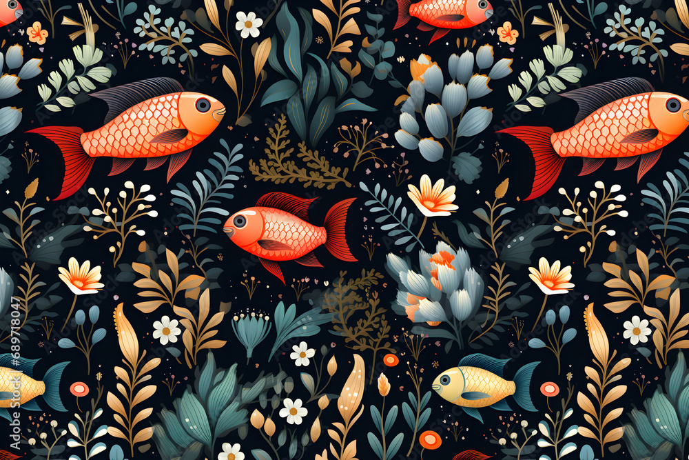 seamless pattern with fishes. pattern with fishes. Seamless pattern ...