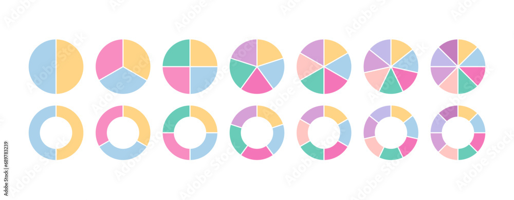 Ring section template. Circular structure chart divided into multicolor ...