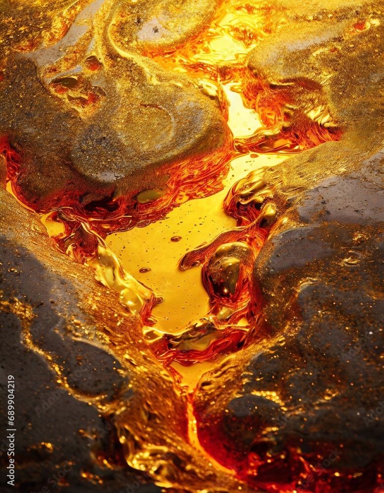 Textura de Magma artística, dinámica con oro líquido, contraste visual ...