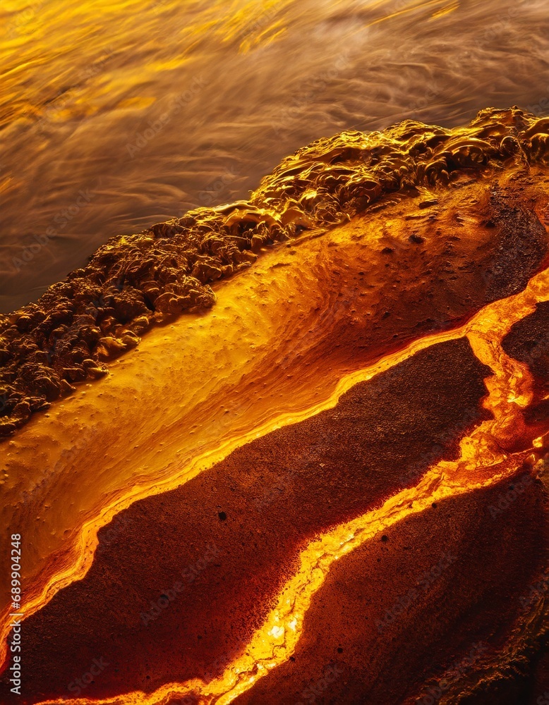 Textura de Magma artística, dinámica con oro líquido, contraste visual ...