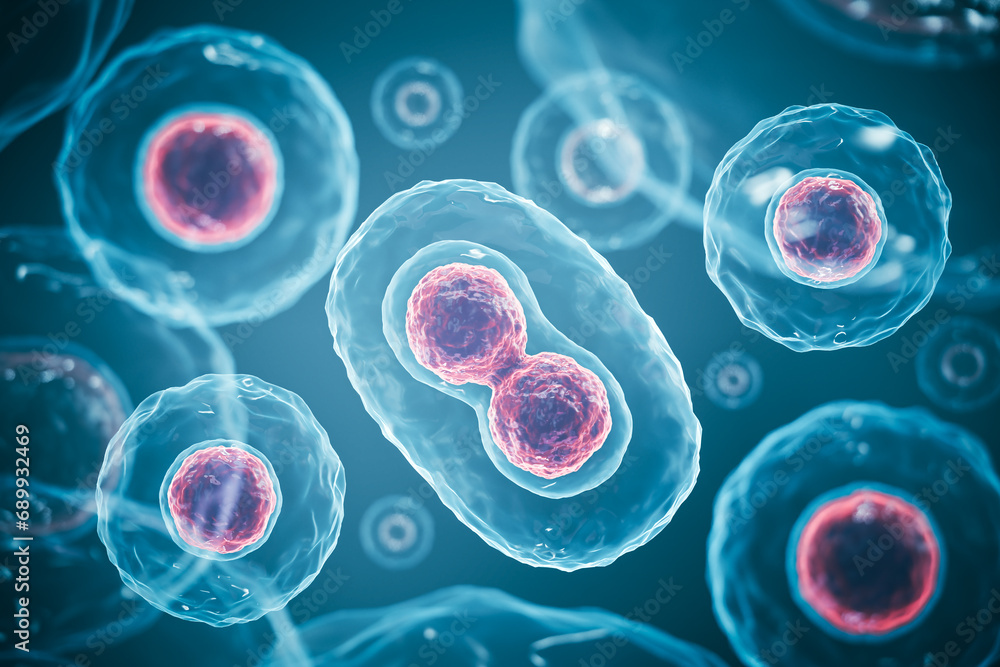 3d rendering of Human cell or Embryonic stem cell microscope background ...