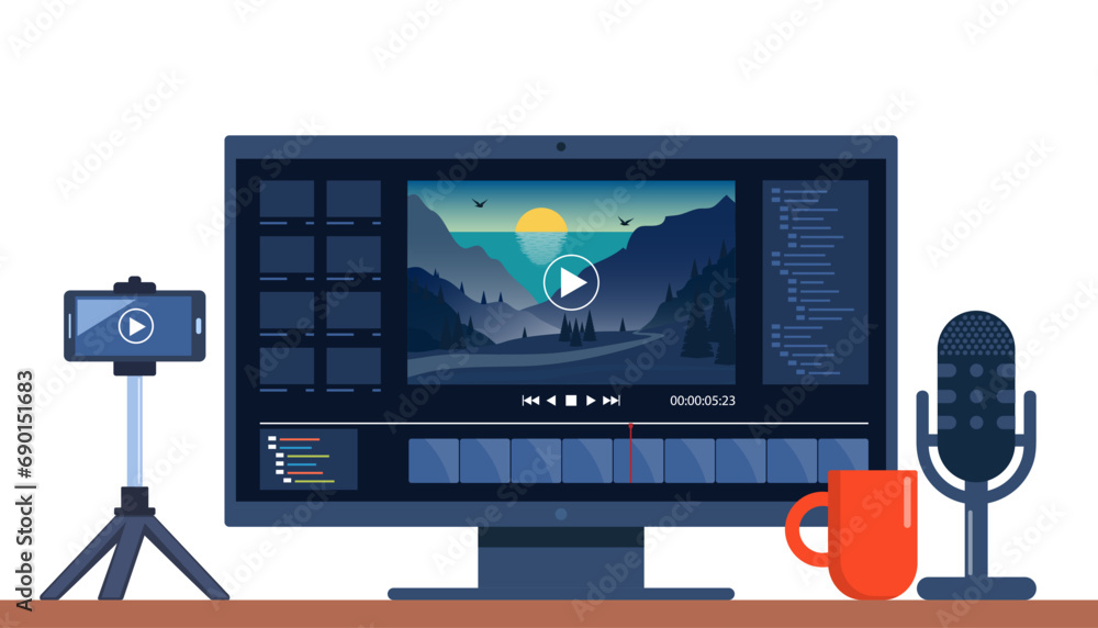 Video production concept. Making visual content for social media ...