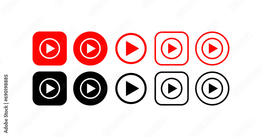 YouTube music logo icons. Editorial YouTube music social media set ...