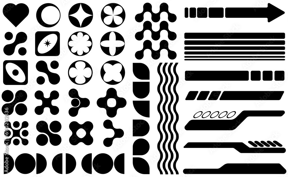 Image vectorielle Stock Set of abstract retro futuristic Y2K elements ...