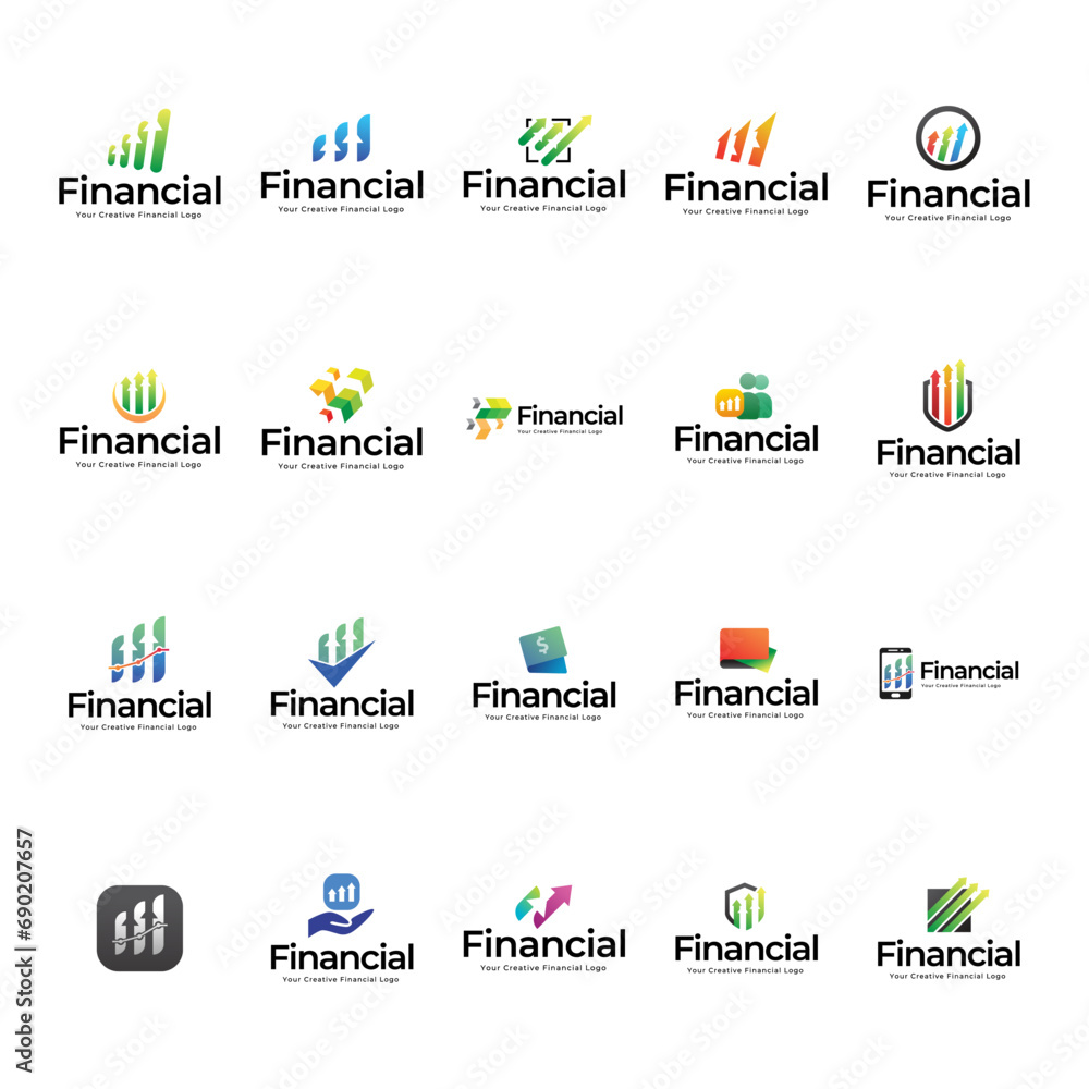 Srt of Business, money and finance icons, logos and symbols vector ...