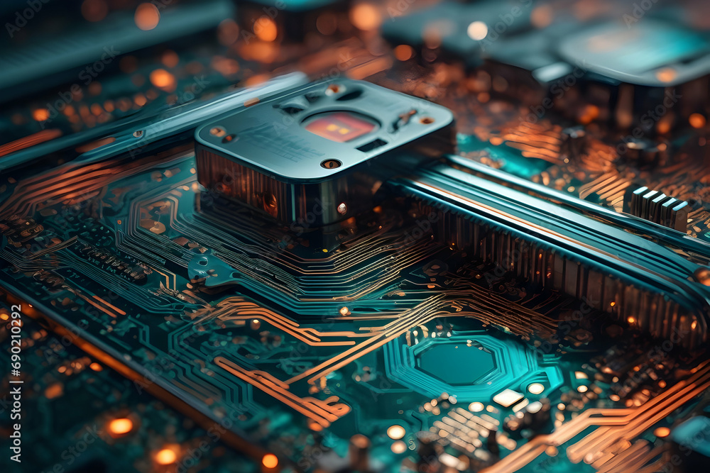 Computer circuit wallpaper, circuit board background, digital technology backdrop, electronic ...