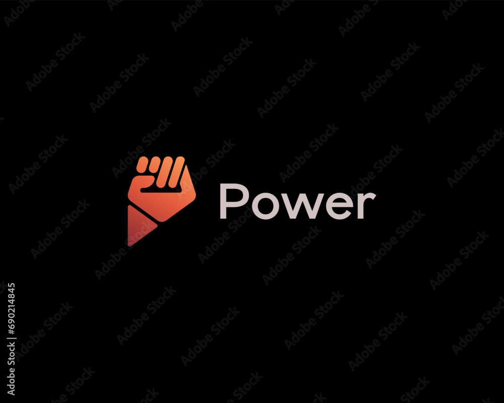 Abstract raised fist logo. Universal power independence vector sign ...