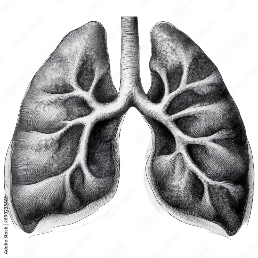 Pencil drawings reveal the complex structure of the Human Lung or ...