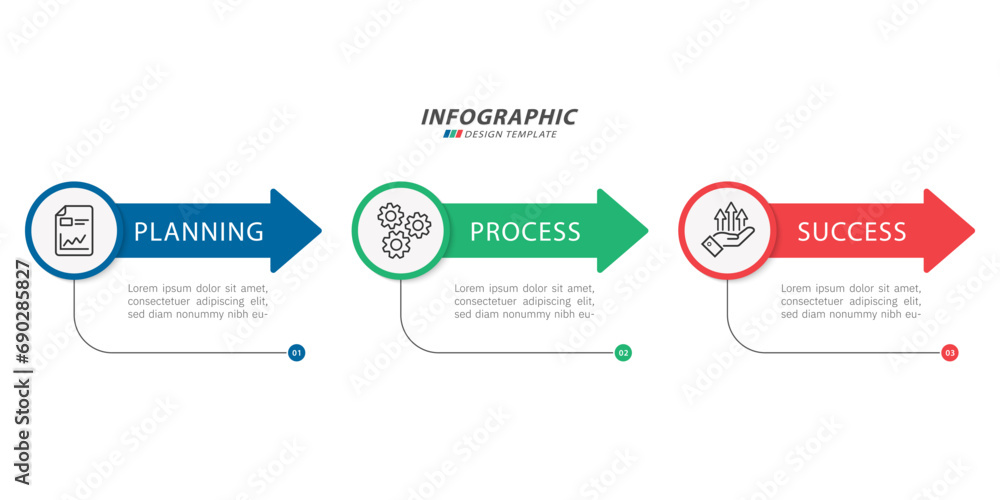 Timeline Creator infographic template. 3 Step timeline journey, calendar Flat simple ...