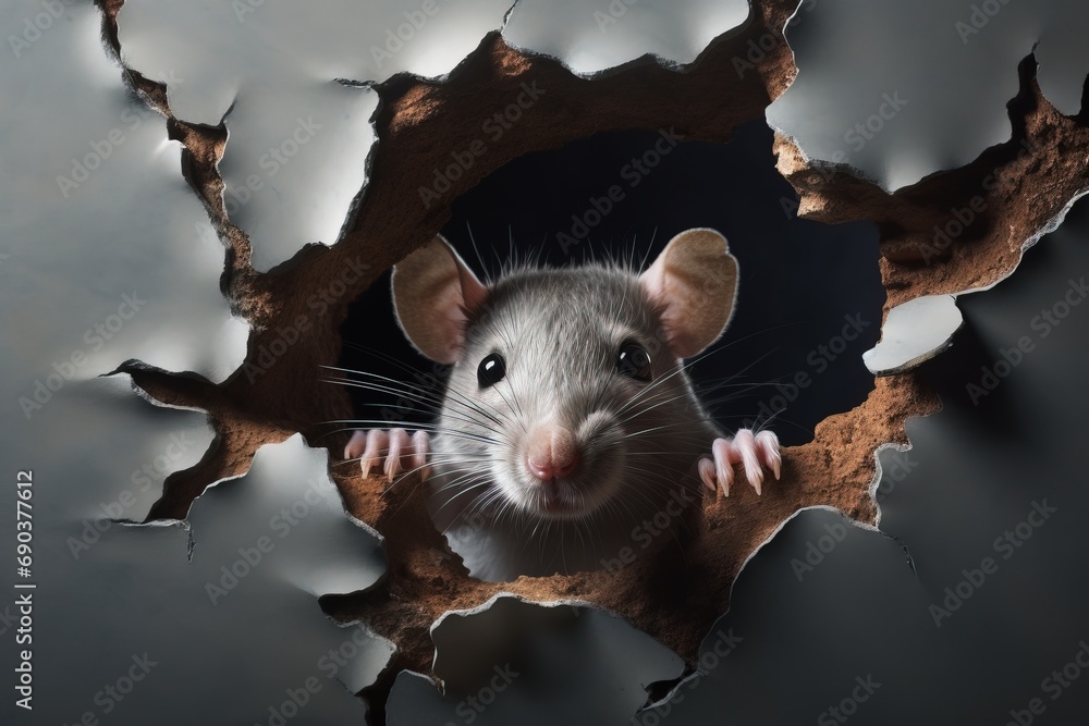 Rat peeking out of a hole in wall. Stock Photo | Adobe Stock