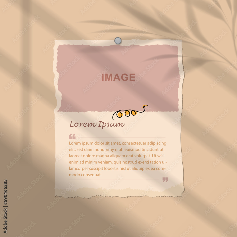 Modern Madboard Vertical Torn Photo Frame Mockup Vector Template for ...