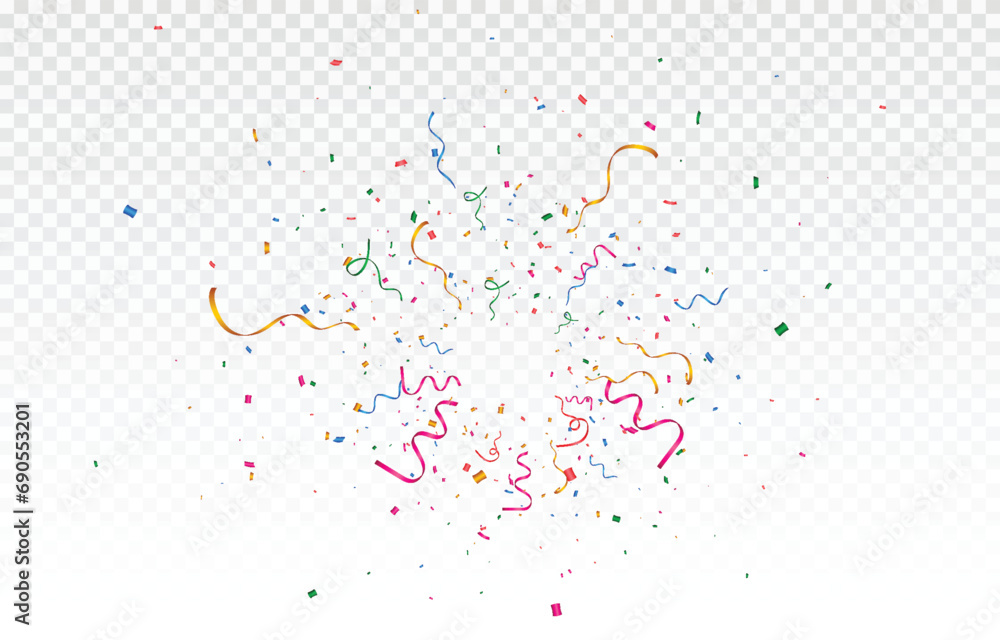 Confetti isolated on transparent background. Vector confetti png. Explosion of multi-colored ...