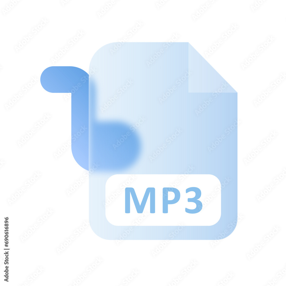MP3 File Formats Glassmorphism UI Icon Sign and Symbol Design ...