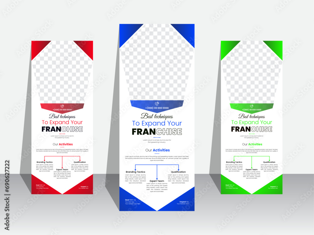 Unique & Creative roll up banner design template with rectangle and ...