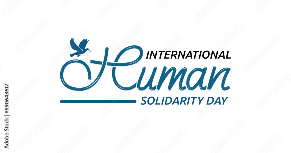 International Human Solidarity Day Handwritten text calligraphy vector ...