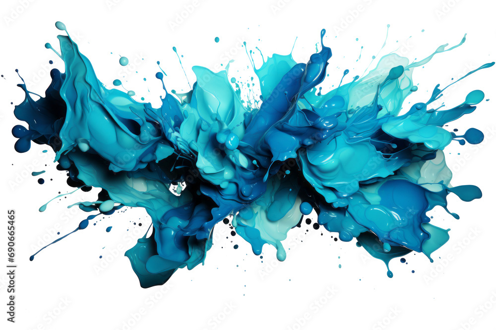Blue paint splatter, minimal flat vector, isolated on white, 2D design ...